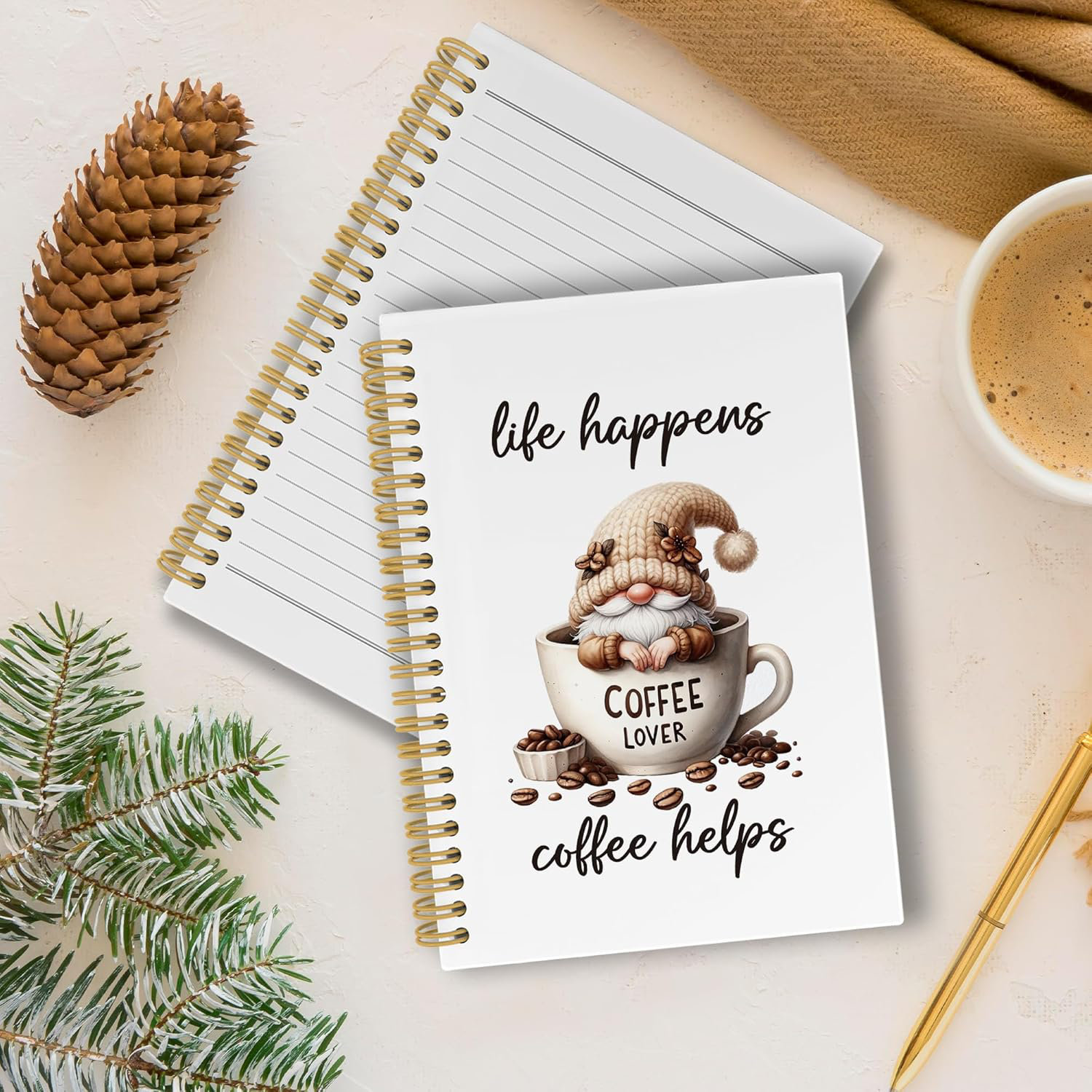 RAPTIZ Coffee Lover Journal Notebook - Coffee Gnomes Notebooks College Ruled For Work School ...